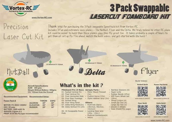 Ft-Nutball, Ft-Flyer and FT-Delta Swappable RC Plane Kits
