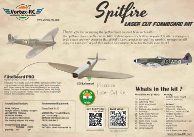 Spitfire - Laser Cut Foamboard Speed Build kit - Vortex-RC